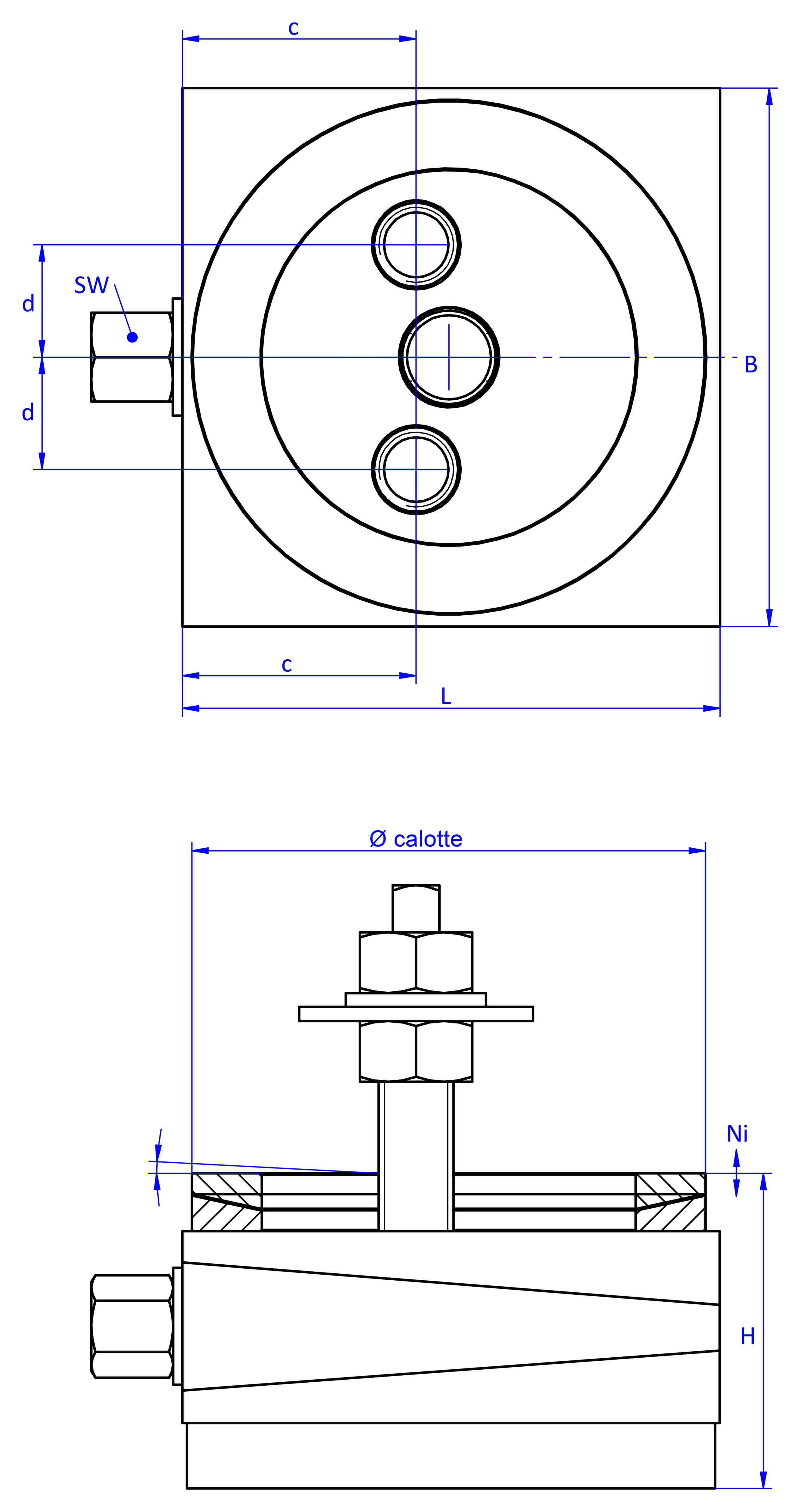 wedge mounts bolt-on with calotte NBR9014