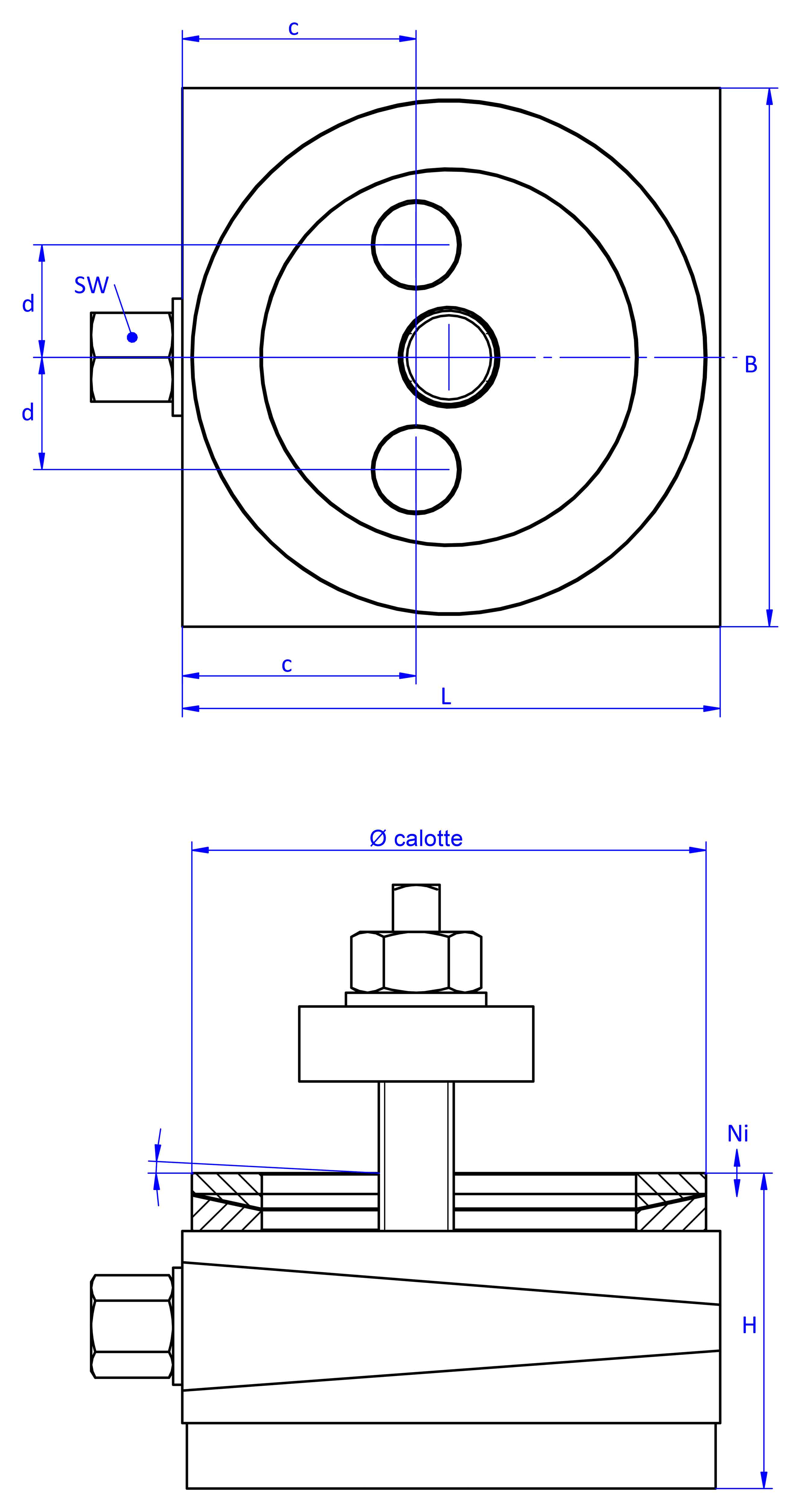 precision wedge mounts bolt-through with calotte